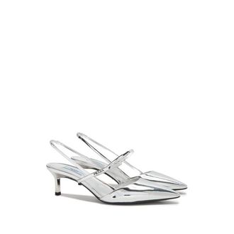 Prada Sling-back en cuir m&eacute;talis&eacute;