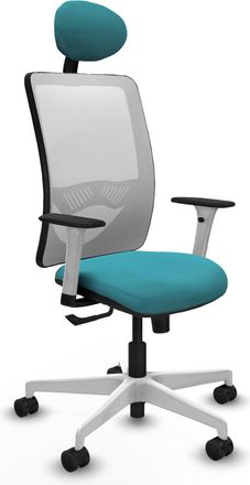 Piqueras y Crespo Stuhl Zulema mit wei&szlig;en und schwarzen Armlehnen, h&ouml;henverstellbarer Lendenwirbelst&uuml;tze und festem Kopfteil, ausgestattet mit Sincro 3 Positionen und S