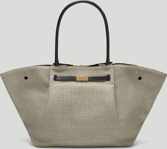 DeMellier The New York Tiefes Taupe Raffia & Schwarz Glatt DeMellier