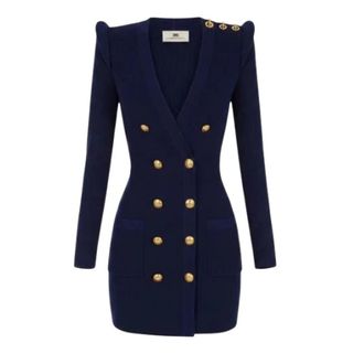 Elisabetta Franchi Am13S66E2 Strick-Minikleid - - Dresses - Damen - Blau - M