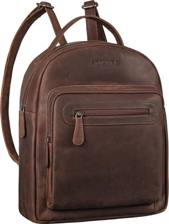 STILORD Kima Vintage Rucksack Damen klein Leder Cityrucksack Frau Rucksack-Handtasche Mini Tagesrucksack Daypack Damenrucksack Echtleder, Farbe:sapelli - brau