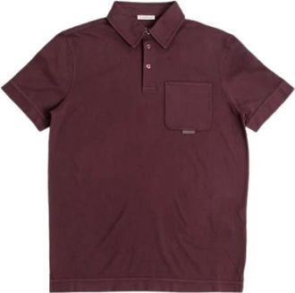 Moncler Homme, Tops, Rouge, Taille: S Polo en piqu&eacute; de coton avec logo en cuir