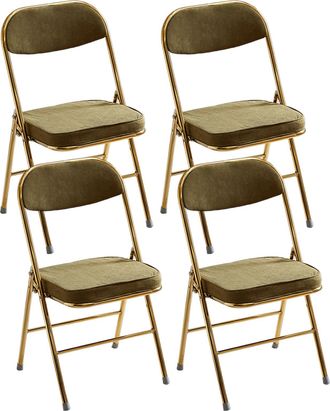 Generic 4er Set schwere faltbare gepolsterte Stühle - Hochrücken Metall innen/außen platzsparende Esszimmerstühle in Olivgrün - tragbar und stilvoll für Home 