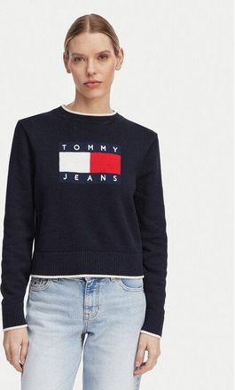 Tommy Jeans Pullover Intarsia Flag Badge DW0DW22316 Dunkelblau Relaxed Fit