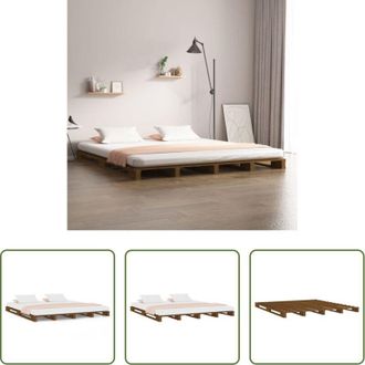 vidaXL Holzbett - Palettenbett Honigbraun 120x200 cm Massivholz Kiefer