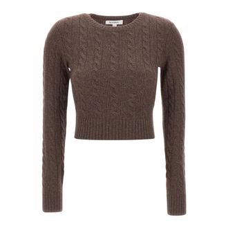 Sporty & Rich Pull court en maille torsad&eacute;e Jala SRC - Femme - Pulls - Brun - Taille: 36 FR