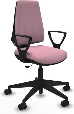 Piqueras y Crespo Elche B&uuml;rostuhl mit festen Armlehnen, ausgestattet mit permanentem Basiskontakt und Schneideschaum, mit Rollen von 65 mm, Nylon. Rosa