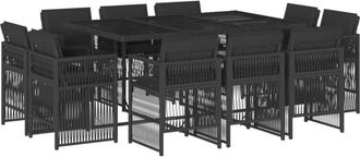 vidaXL Vidaxl - Ensemble &agrave; manger de jardin 11 pcs coussins noir r&eacute;sine tress&eacute;e