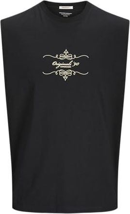 Jack & Jones Jorbellagio Ornaments T-Shirt SL Crew Neck pour Homme, Noir, XXL