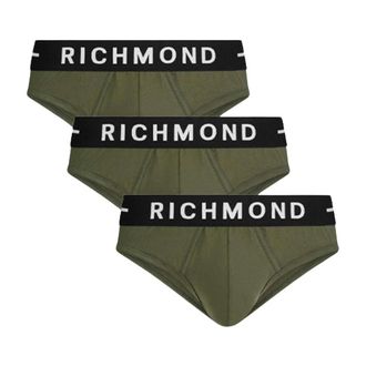 John Richmond Homme, Sous-v&ecirc;tements, Vert, Taille: 2XL Tripack slip vita bassa in cotone pettinato