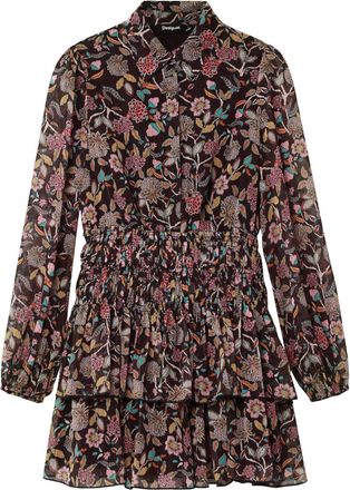 Desigual Damen Woman Woven Long Sleeve Dress, Schwarz, M EU
