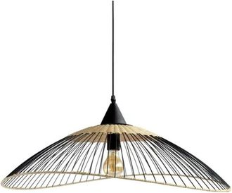 Seynave Rattan-Pendelleuchte in Schwarz/Naturfarbe D.65 cm SEYNAVE