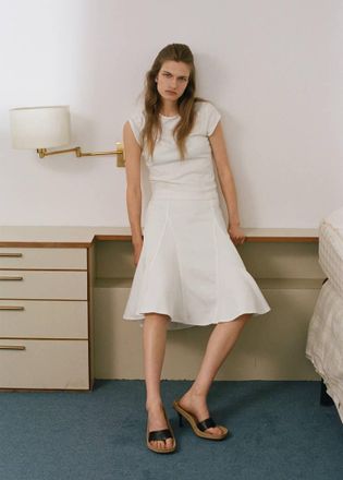 Mango Jupe midi en lyocell et coton blanc - Femme - XS - MANGO