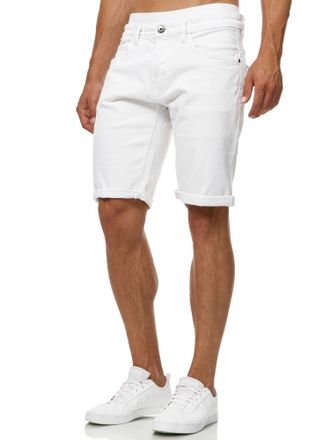 Indicode Herren Caden Jeans Shorts mit 5 Taschen | Herrenshorts Used Look für Männer Offwhite, 3XL