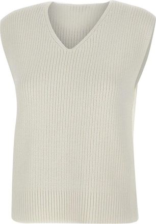 Vince Femme, Pulls, Blanc, Taille: 40 FR Gilet en maille col en V