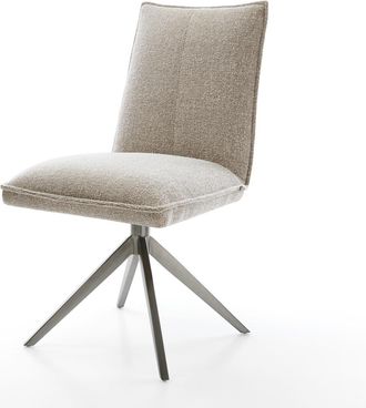 DELIFE Drehstuhl Lelio-Flex Webstoff Soft Beige Kreuzgestell breit Graphit 360° drehbar Wippfunktion Taschenfederkern, Esszimmerstühle