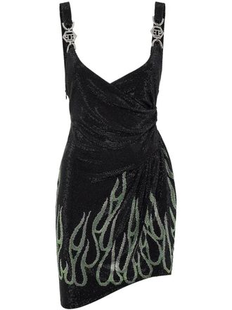 Philipp Plein robe Flame à coupe courte - Noir