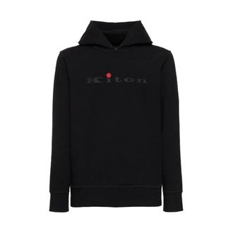 Kiton Baumwoll-Hoodie mit Logo-Print vorne - - Sweatshirts & Hoodies - Herren - Schwarzk - XL