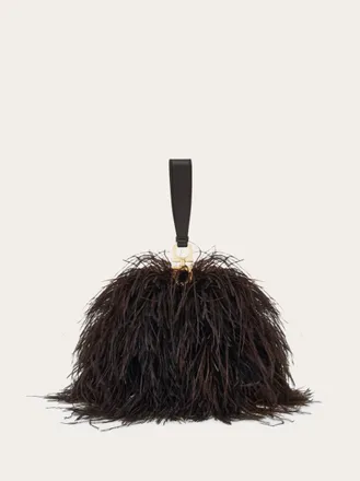 Ferragamo Damen Mini-Clutch Double Gancini Braun