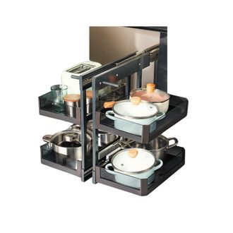 Generic 4-teiliger Eckauszug Aus Aluminium, Ausziehbarer Organizer Aluminiumlegierung for Schrankt&uuml;ren,mit Soft-Close-Funktion,for Links- Und Rechtsh&auml;nder Gee