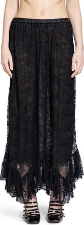 Chlo&eacute; Ruffled Midi Skirt in Floral Lace Jacquard
