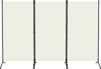 Woltu Paravent Raumteiler freistehend 3-teilig 255x182 cm, Trennwand klappbar, Stellwand Sichtschutzwand innen Outdoor, Sichtschutz Balkon Terrasse, Creme