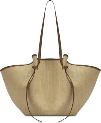 Yuzefi Womens Shoulder Bag Mochi Raffia Brown Nylon