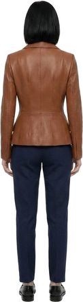 Dolce & Gabbana Womens Brown Calfskin Leather Jacket Clothing