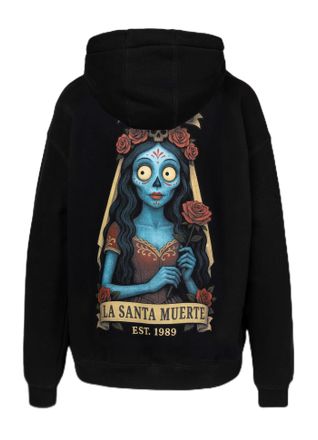 Pitbull Damen Kapuzenpullover LA Santa Muerte - Oversize Hoodie Frauen mit großem Rückenprint La Santa Muerte Logo, Streetwear Sweatshirt, Bequemer Freizeit H