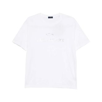 Paul & Shark Homme, Tops, Blanc, Taille: M T-shirt blanc avec logo imprimé et col rond
