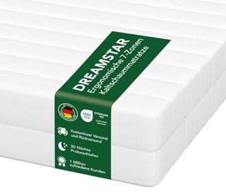 Dreamstar Easy Flex - Matelas ergonomique en mousse froide &agrave; 7 zones - Certifi&eacute; &Ouml;ko-TEX - H2 et H3 - Hypoallerg&eacute;nique et antibact&eacute;rien - Matelas roul&eacute; 21 cm - F