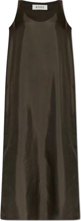 R&oacute;he Femme, Robes, Brun, Taille: 42 FR Robe Longue en Soie &agrave; Encolure Ronde