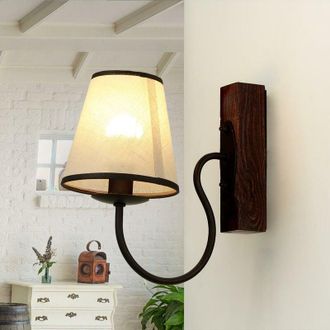 Licht-Erlebnisse Wandleuchte mit Schirm in Braun Beige Landhausstil E14