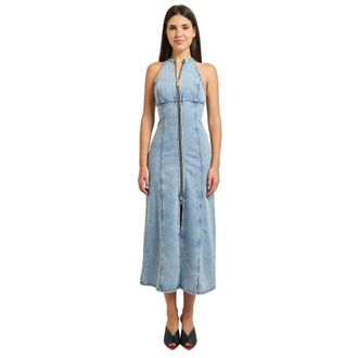 A|X Armani Exchange Femme, Robes, Bleu, Taille: 38 FR Robe Midi en Coton
