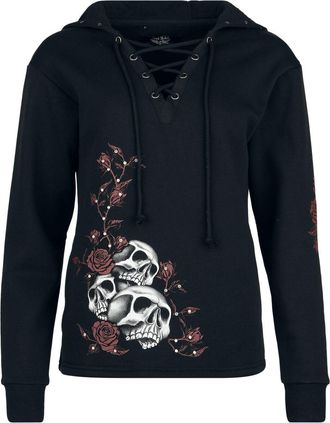 Rock Rebel by EMP Damen schwarzer Kapuzenpullover mit Schn&uuml;rung XXL