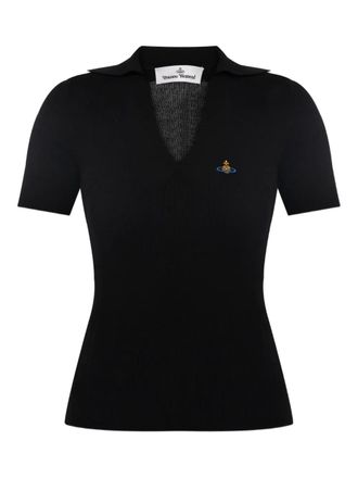 Vivienne Westwood Geripptes Marina Poloshirt - Schwarz