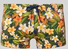 HOM Slim Fit Badehose mit floralem Allover-Print Modell Etna