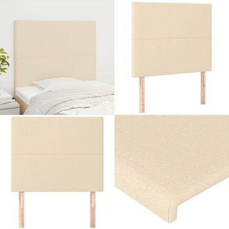 vidaXL Kopfteile 2 Stk. Creme 100x5x78/88 cm Stoff - Bettkopfteile - Betthauptst&uuml;cke - Kopfteil Creme - Lattenrost - Bettgestell - Home & Living