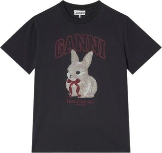 Ganni Femme, Tops, Gris, Taille: 36 FR Grey Bunny T-shirt