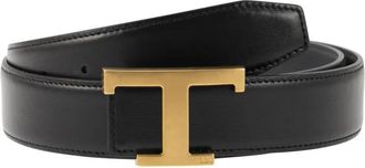 Tod's Tods G&uuml;rtel - Timeless Reversible T Leather Belt - Gr. 95 - in Schwarz - f&uuml;r Damen