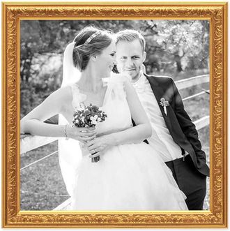 Photolini Bilderrahmen Antik Gold Nostalgie 30x30 cm Fotorahmen mit Glasscheibe/Kunststoff-Rahmen