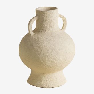 Sklum Dekorative handgefertigte Vase aus Pappmach&eacute;-Messer Cutler Creme-Beige