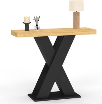 IDMarket Konsole Alicia Holzplatte und schwarzer X-Fu&szlig;