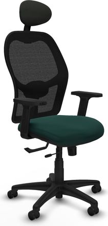 Piqueras y Crespo B&uuml;rostuhl mit 2D-Armen, h&ouml;henverstellbarer Lendenwirbelst&uuml;tze und festem Kopfteil, ausgestattet mit Syncro/Traslack und Schneideschaum, Schwarz/Flasch