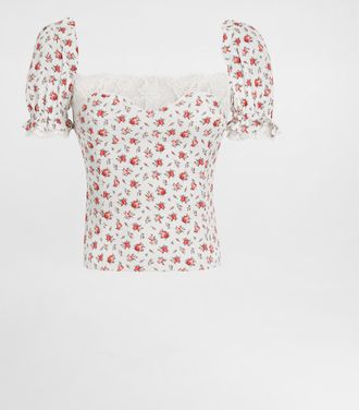 Dolce & Gabbana Small Rose-print Charmeuse Top - Frau Blusen Und Tops Multicolor 40