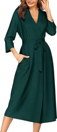 Ekouaer Peignoir de Bain Femme Poches Douche Cadeau Confortable Kimono Lac Vert XXL