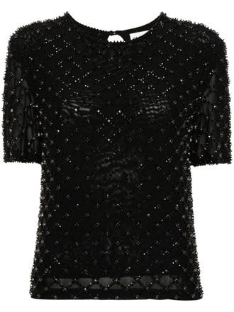 P.A.R.O.S.H. t-shirt à perles - Noir