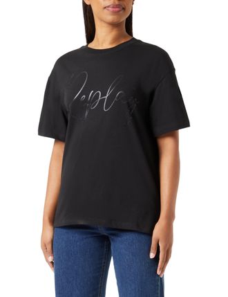 Replay Damen T-Shirt Kurzarm aus Baumwolle, Black 098 (Schwarz), XXS