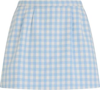 Red Valentino Femme, Shorts, Bleu, Taille: 36 FR Flared Checked Short Skirt