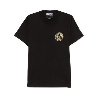Versace Jeans Couture Schwarzes T-Shirt mit Rundhalsausschnitt und Kurzen &Auml;rmeln - - Tops - Herren - Schwarzk - S